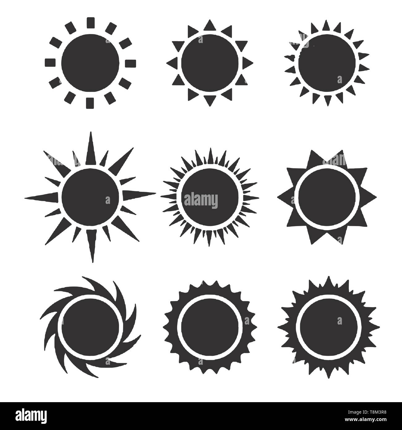 Sun Shapes Set Isolated on White Background Vector Illustration Stock ...