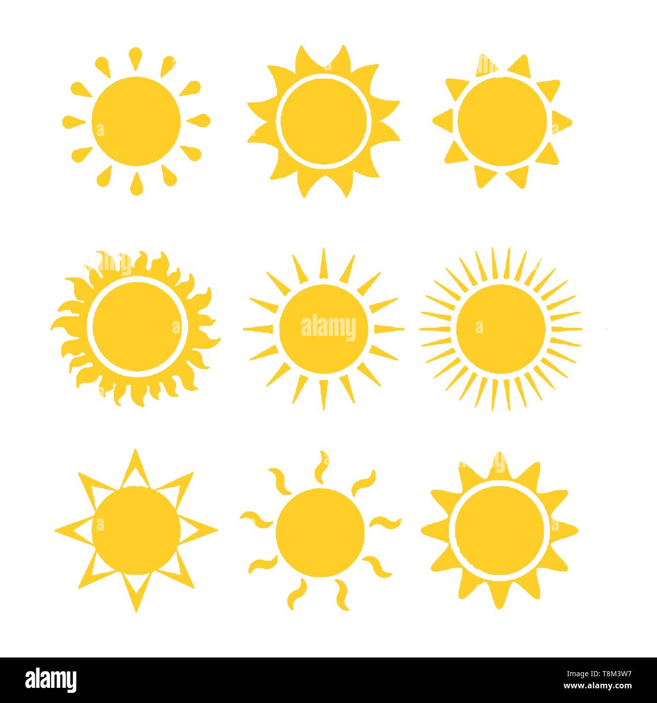 Sun Shapes Set Isolated on White Background Vector Illustration Stock ...