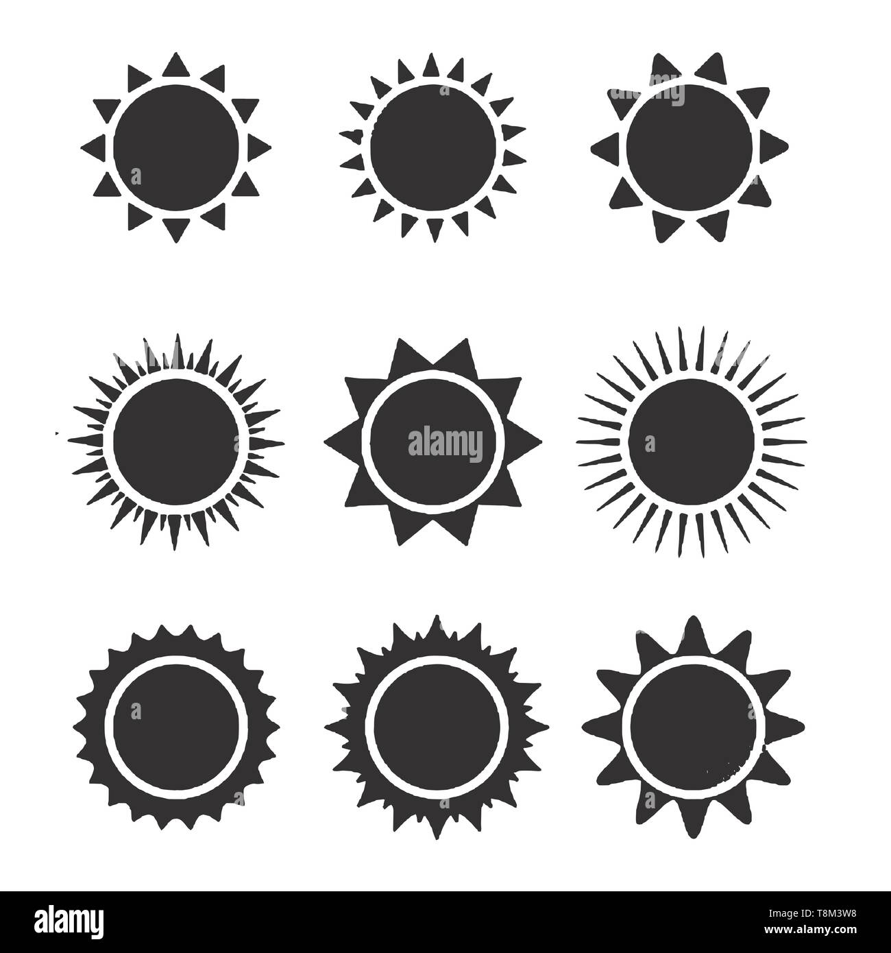 Sun Shapes Set Isolated on White Background Vector Illustration Stock ...