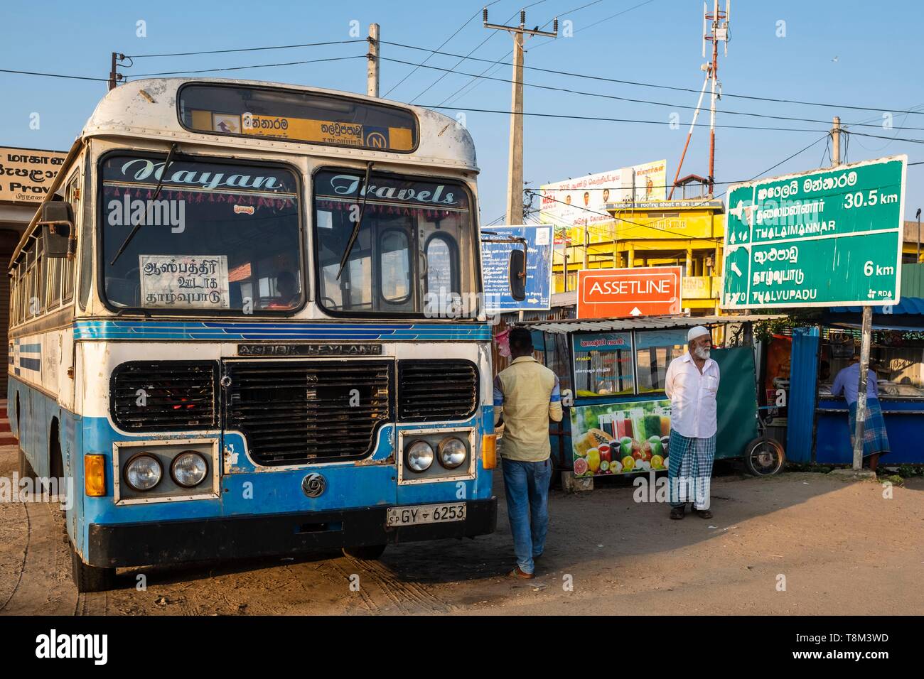 Sri Lanka, Northern province, Mannar island, Mannar city, bus station ...