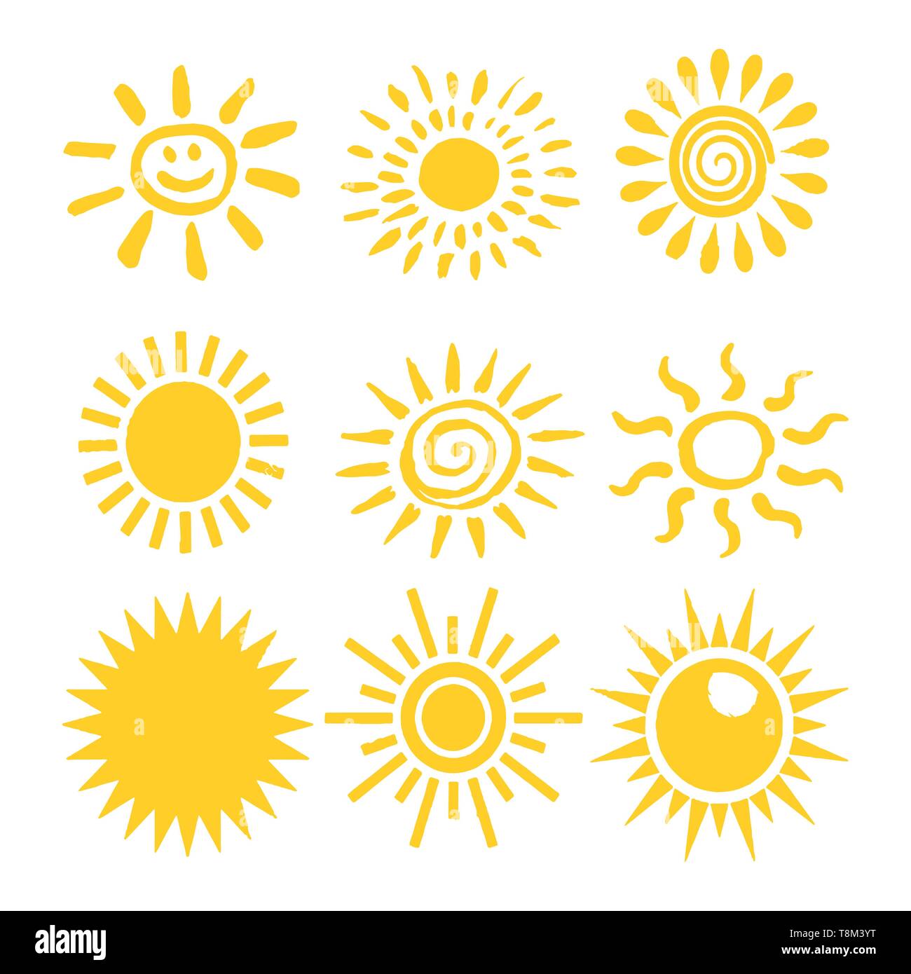Sun Shapes Set Isolated on White Background Vector Illustration Stock ...
