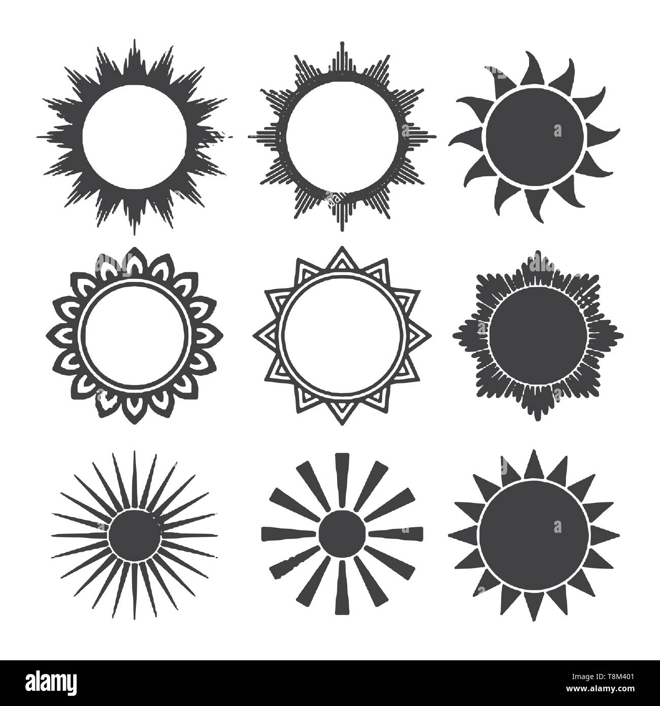 Sun Shapes Set Isolated on White Background Vector Illustration Stock Vector Image & Art - Alamy