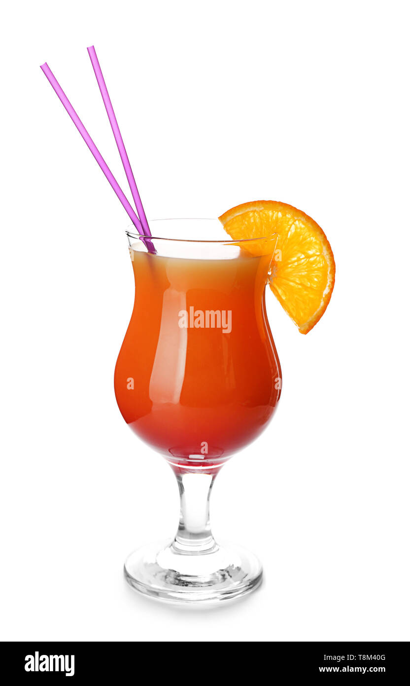 Fresh summer cocktail in glass on white background Stock Photo - Alamy