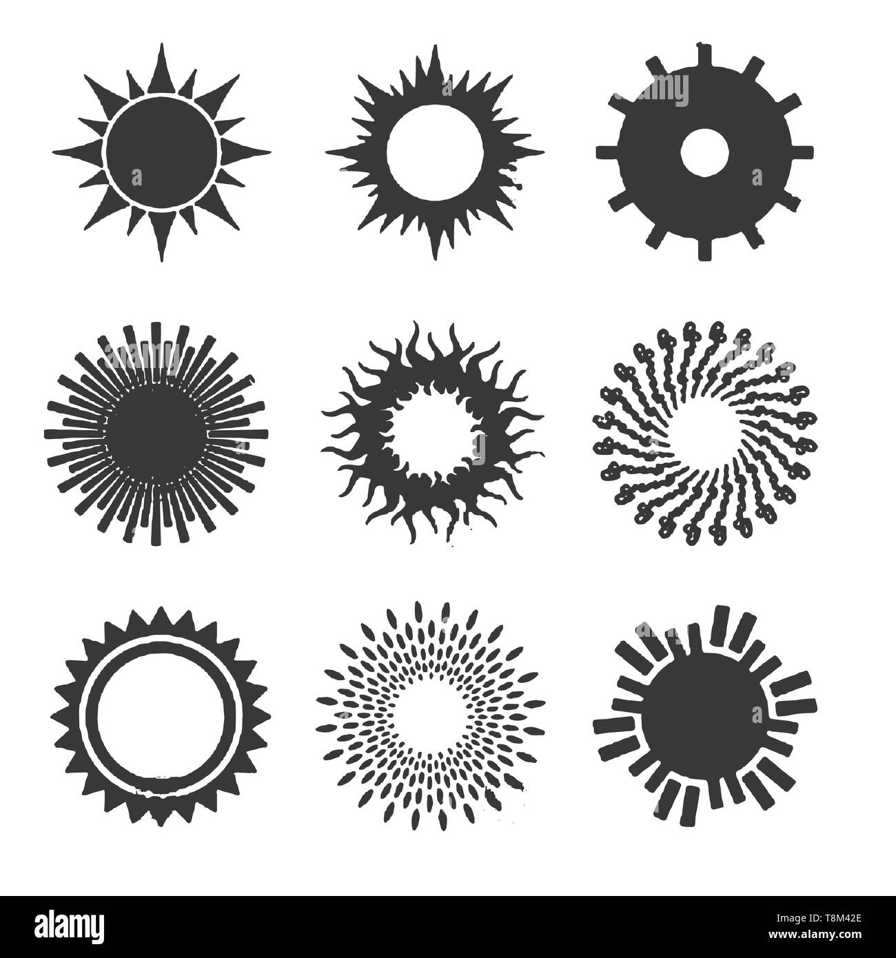 Sun Shapes Set Isolated on White Background Vector Illustration Stock ...