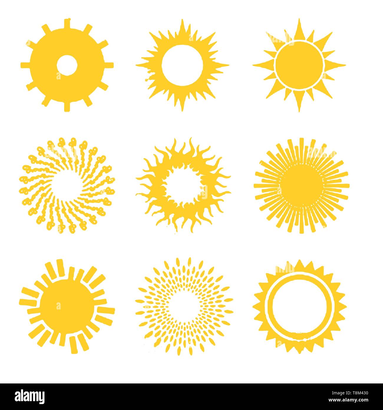 Sun Shapes Set Isolated on White Background Vector Illustration Stock Vector Image & Art - Alamy