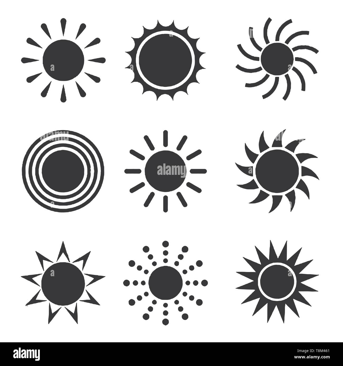 Sun Shapes Set Isolated on White Background Vector Illustration Stock ...