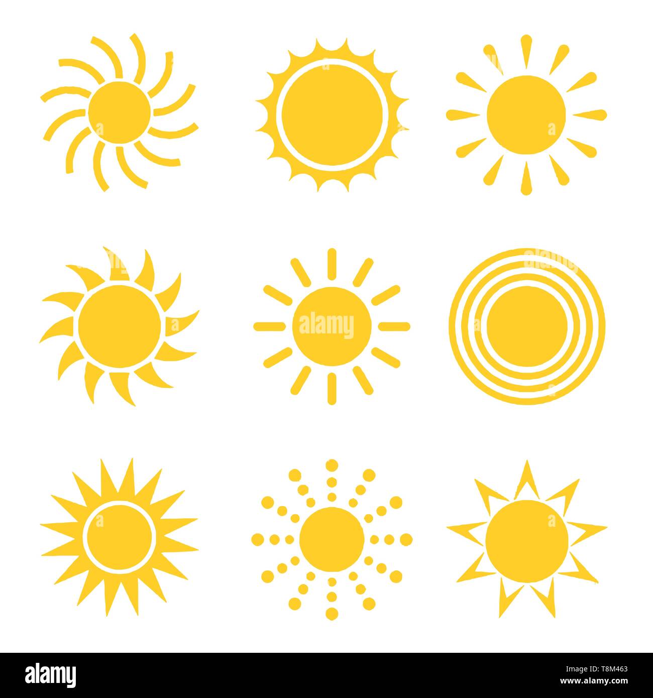 Sun Shapes Set Isolated on White Background Vector Illustration Stock ...