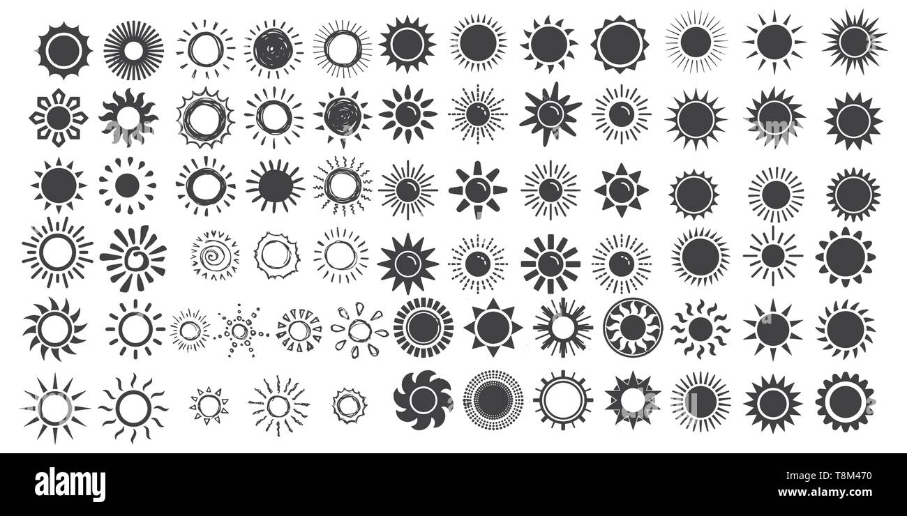 Sun Shapes Set Isolated on White Background Vector Illustration Stock ...