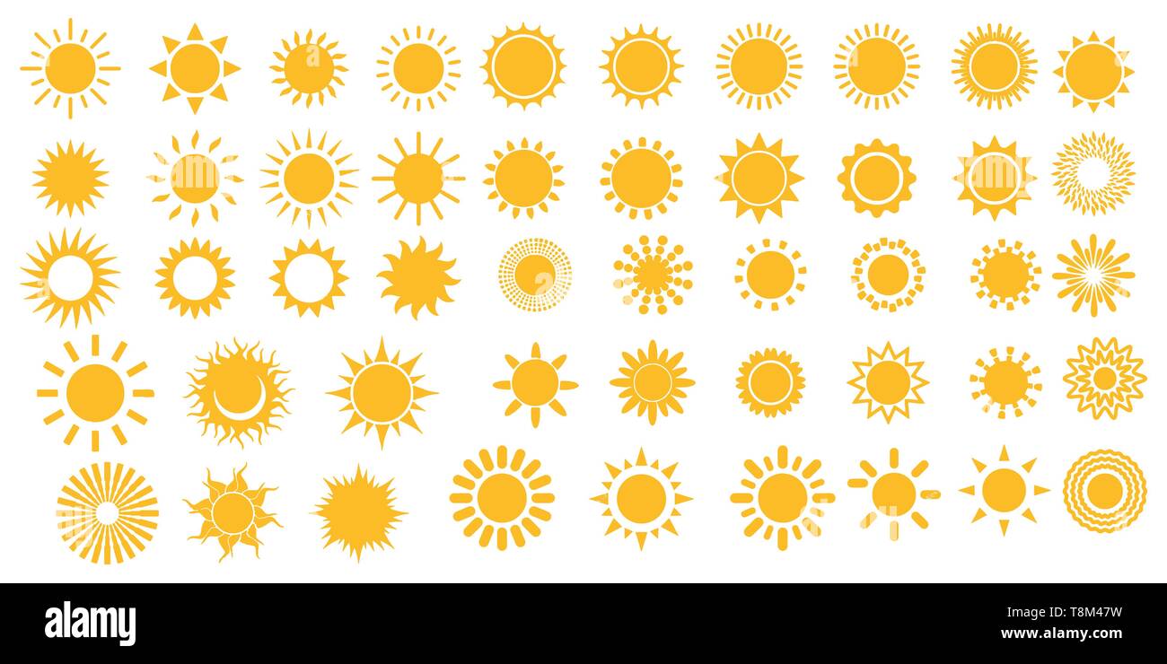 Sun Shapes Set Isolated on White Background Vector Illustration Stock Vector Image & Art - Alamy