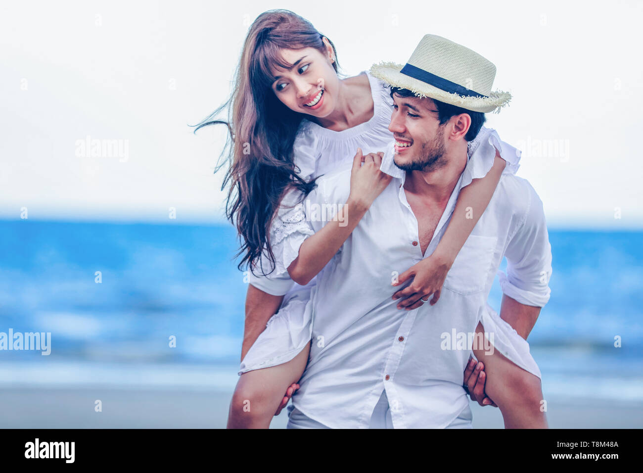 Happy Romantic Couples Lover Holding Hands Together Walking On The
