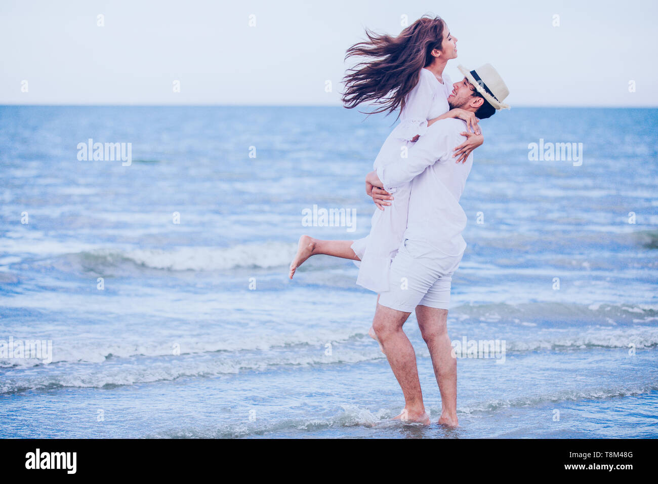 Happy Romantic Couples Lover Holding Hands Together Walking On The