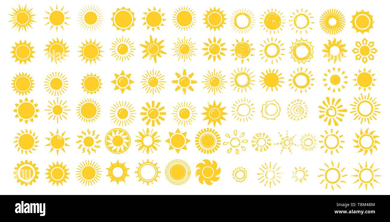 Sun Shapes Set Isolated on White Background Vector Illustration Stock Vector Image & Art - Alamy