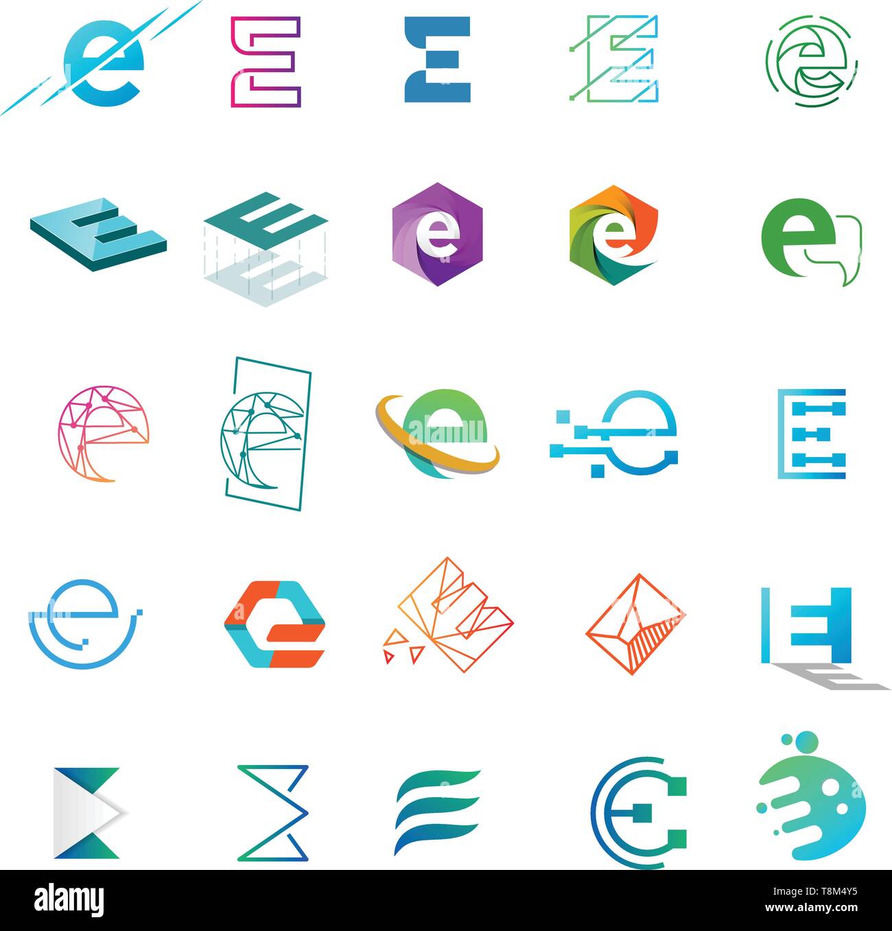 letter E logo design template vector icon illustration for business ...