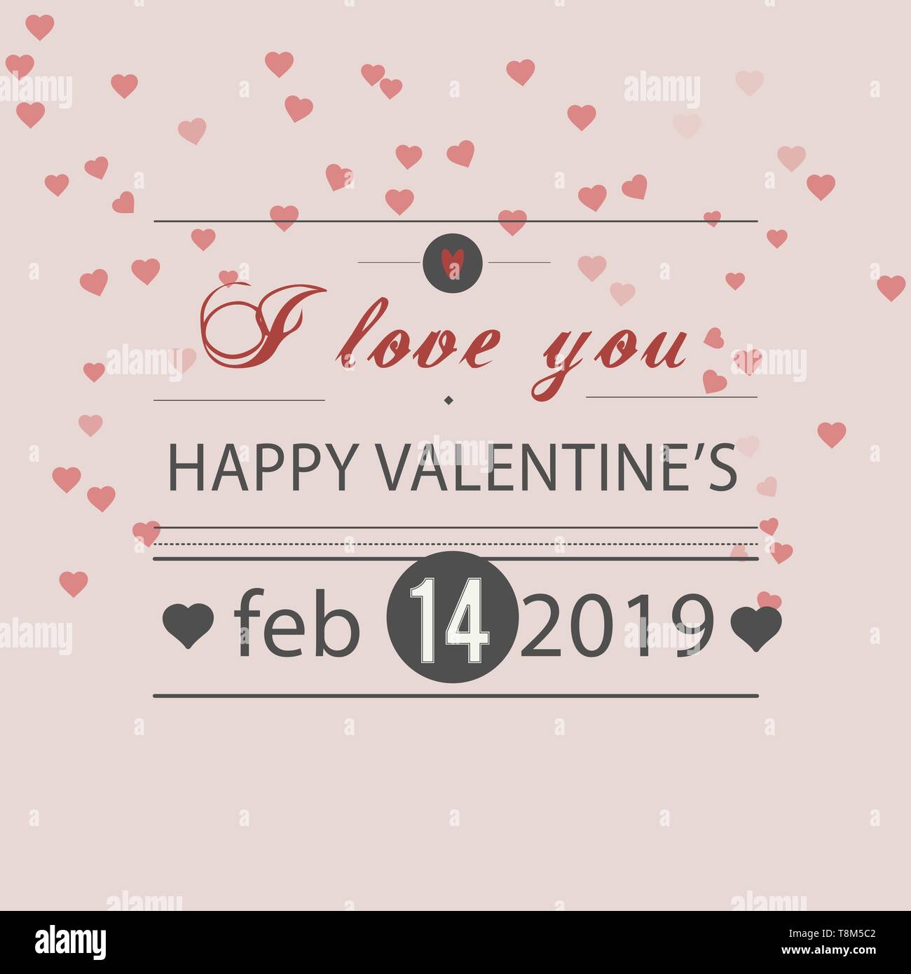 Lettering Valentines Day Sweet card design blurred hearts background ...