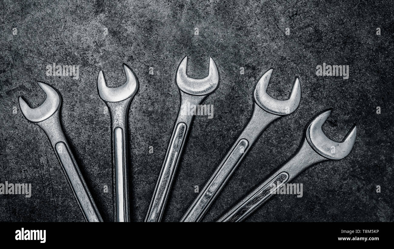 Wrench Spanner Mechanic Tool Background Stock Photo - Alamy