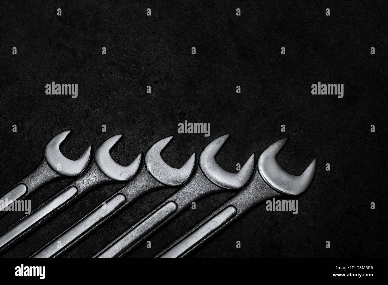 Wrench Spanner Mechanic Tool Background Stock Photo - Alamy