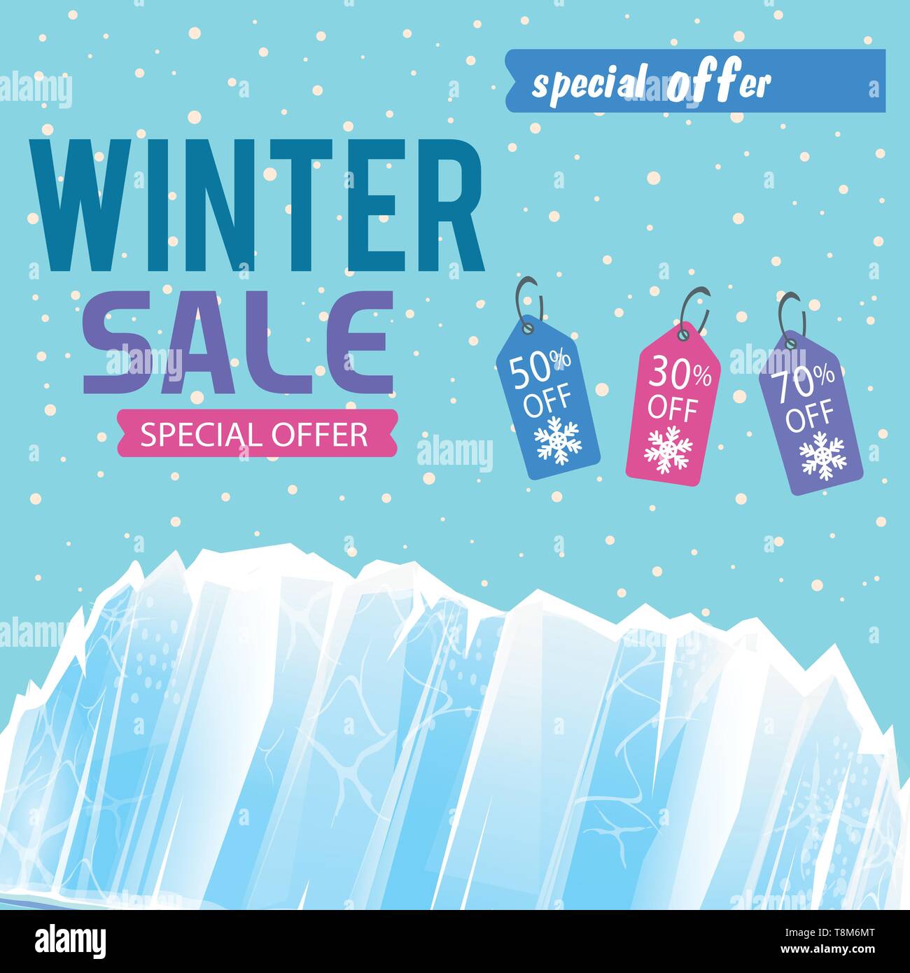 Winter sale vector illustration in winter background - seasonal ...