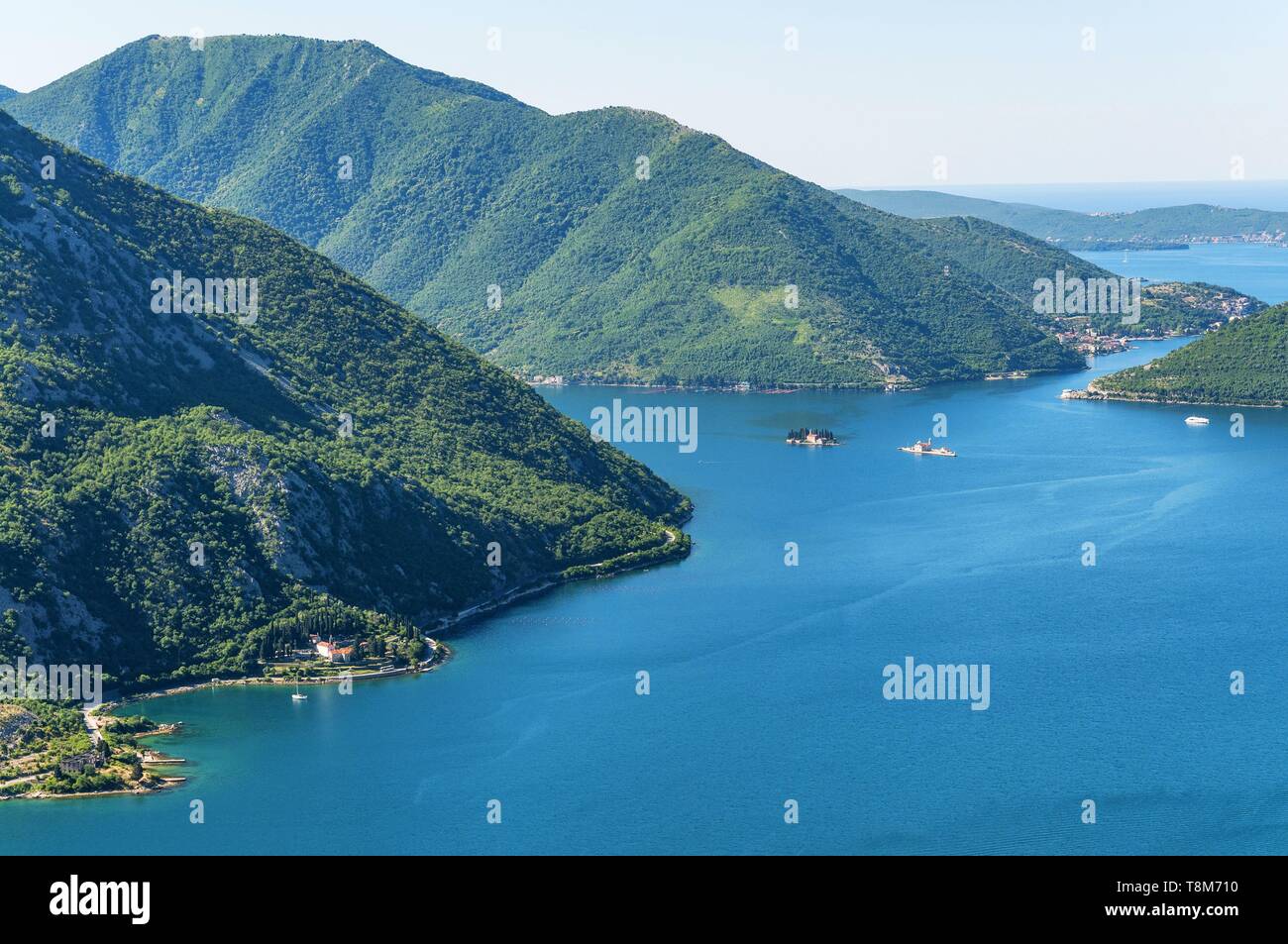 Montenegro, Kotor region, the Bay of Kotor and town of Risan Stock ...
