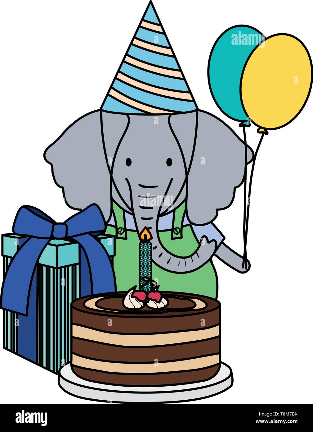 cute elephant in birthday party vector illustration design Stock Vector ...