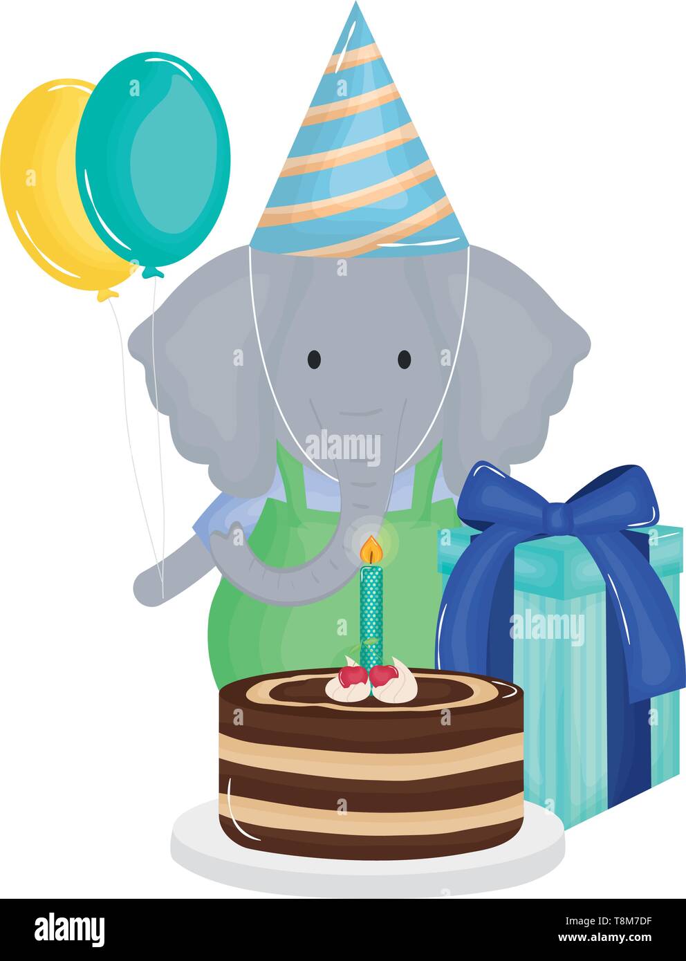 cute elephant in birthday party vector illustration design Stock Vector ...