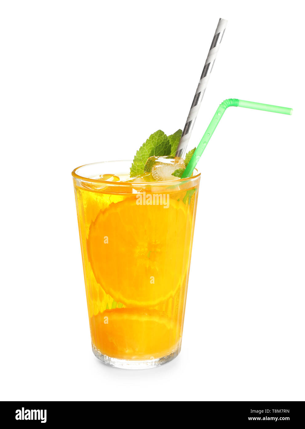 Fresh summer cocktail in glass on white background Stock Photo - Alamy