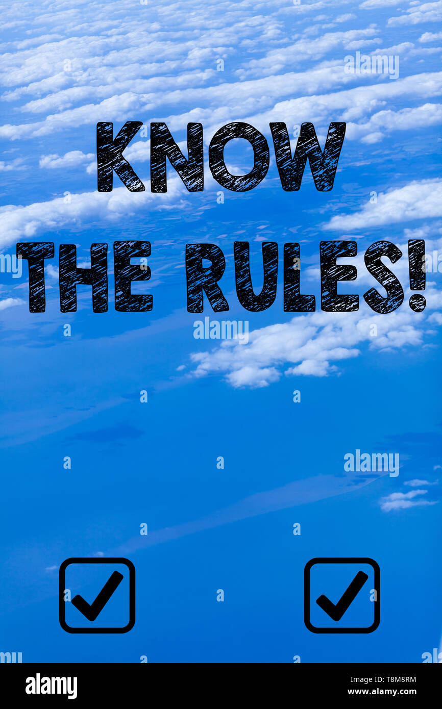 Handwriting text writing Know The Rules. Conceptual photo set explicit ...