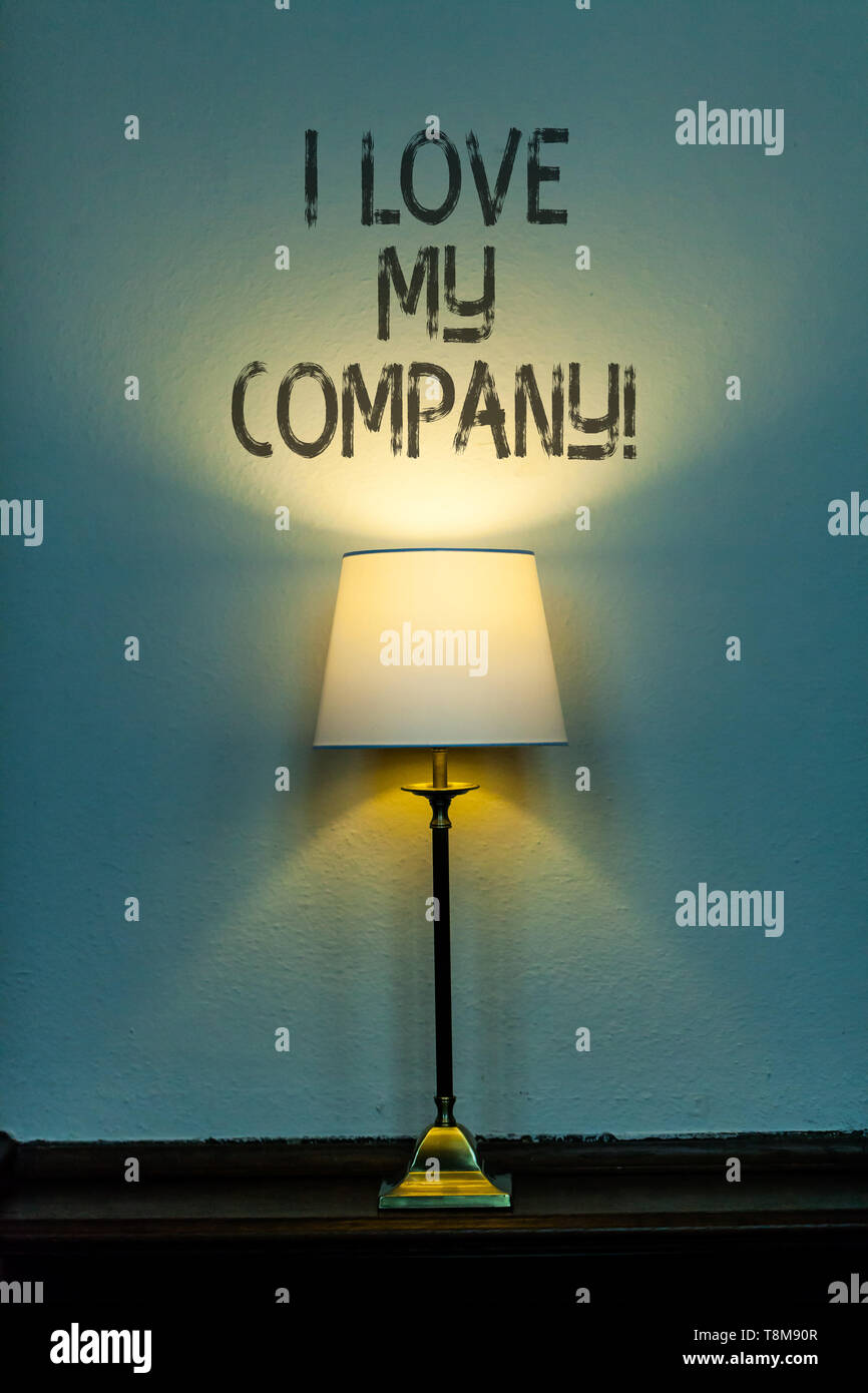 Conceptual hand writing showing I Love My Company. Concept meaning tell ...