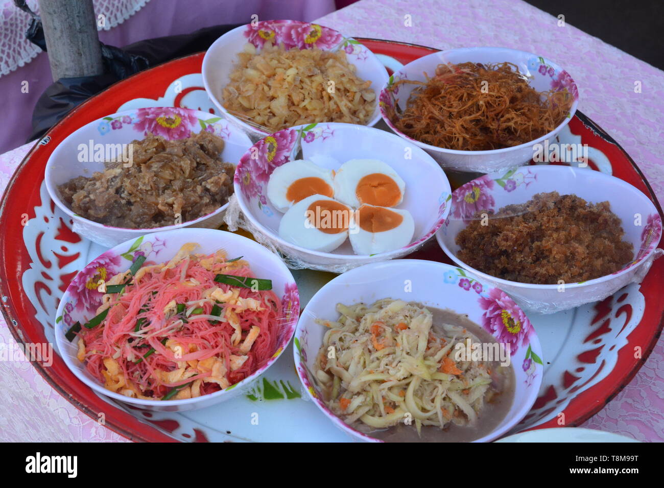 Khao chae, rice soaked in cool water, the recipe was adapted from a Mon ...