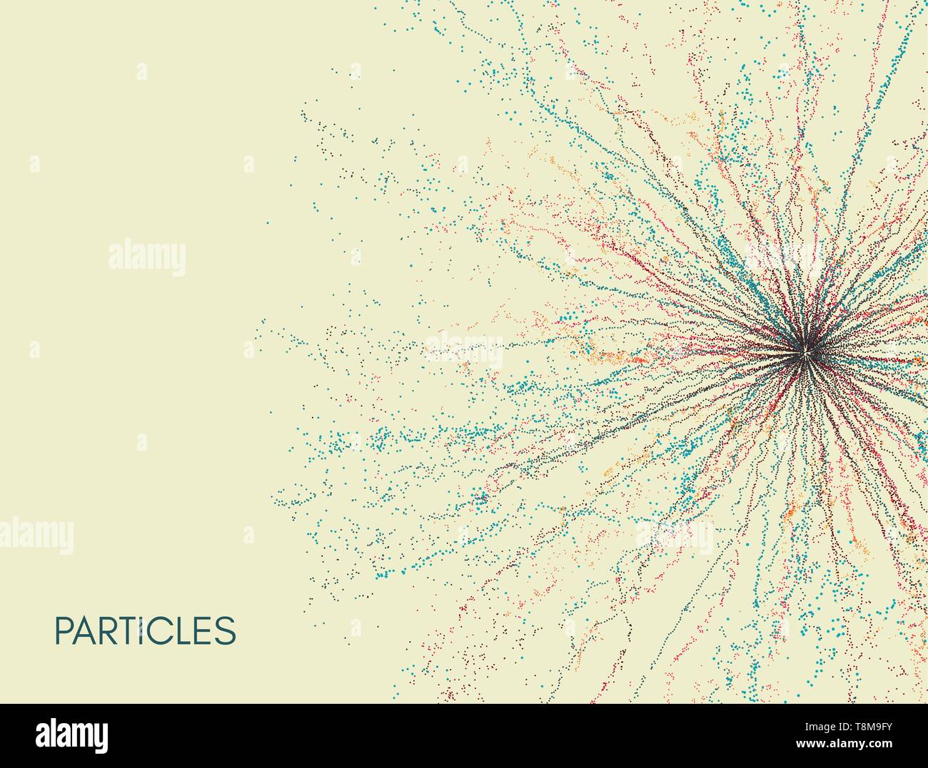 Abstract science or technology background. Array with dynamic particles. Vector illustration ...