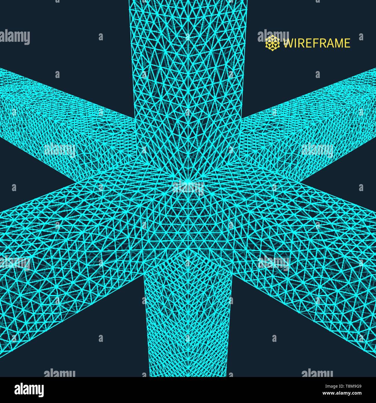 Connection Structure Wireframe Vector Illustration 3d Abstract Background Stock Vector Image