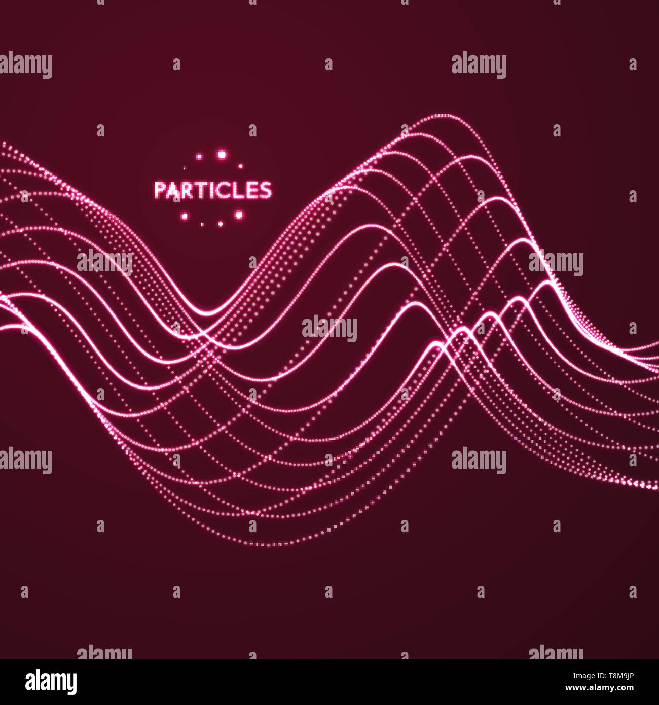 Wavy Background Array With Dynamic Particles Composition With Motion Effect 3d Technology