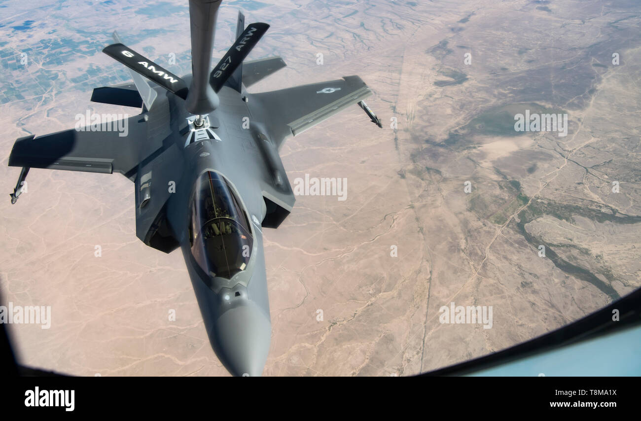An Airman piloting an F-35A Lightning II completes aerial refueling ...