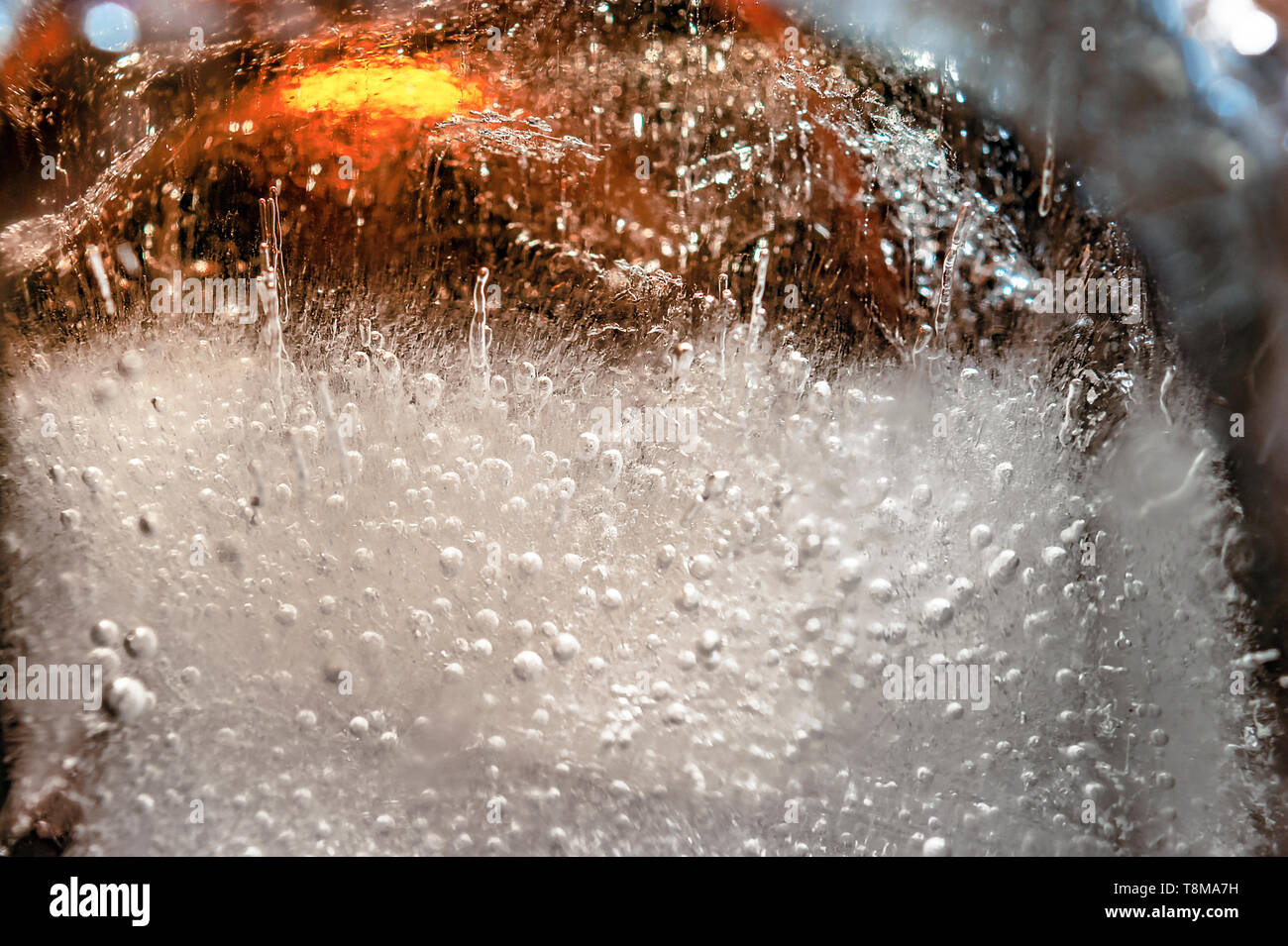 Ice Texture Details. Big Ice Cube in a Drink Stock Photo - Alamy
