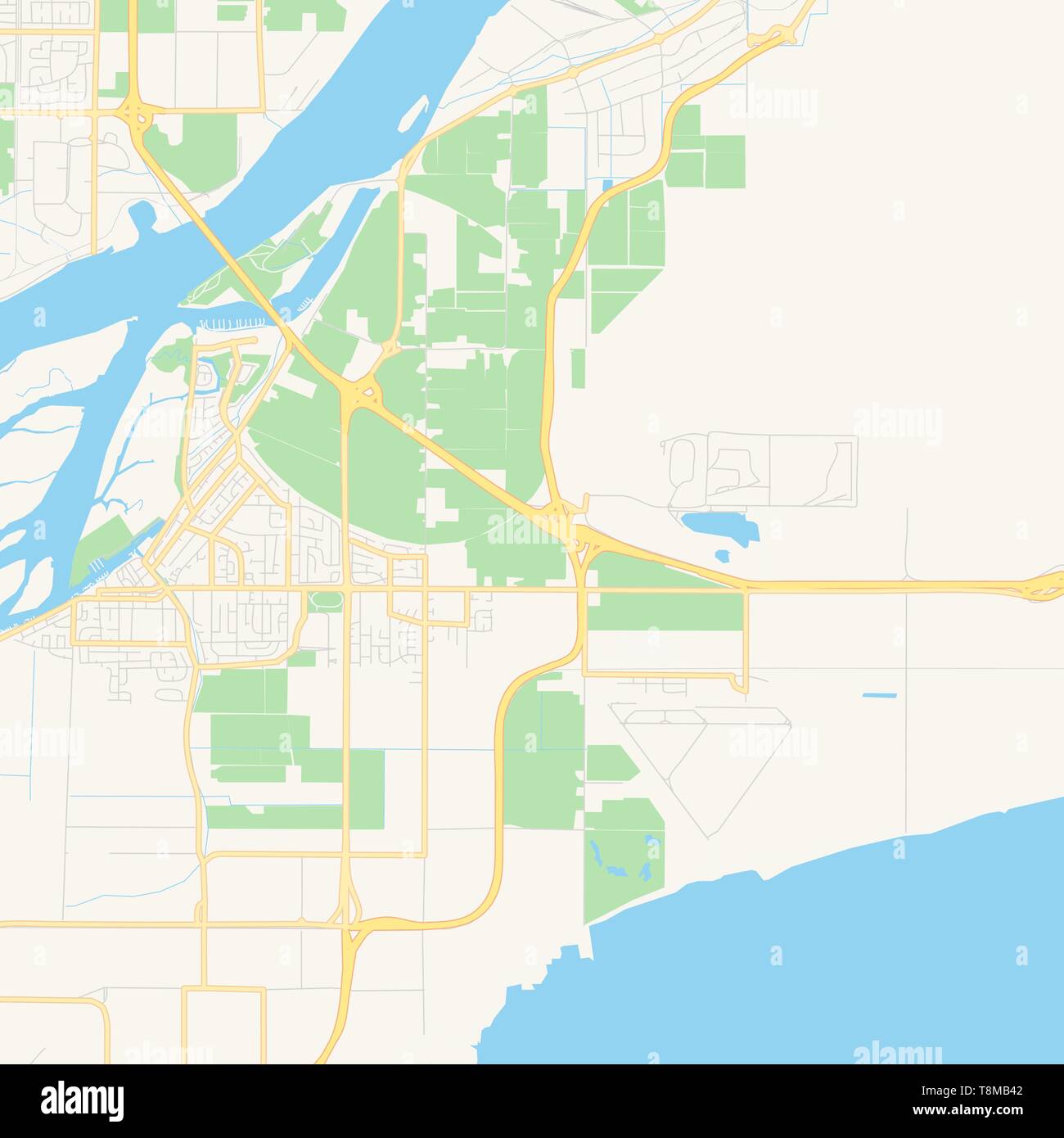 Empty vector map of Delta, British Columbia, Canada, printable road map ...