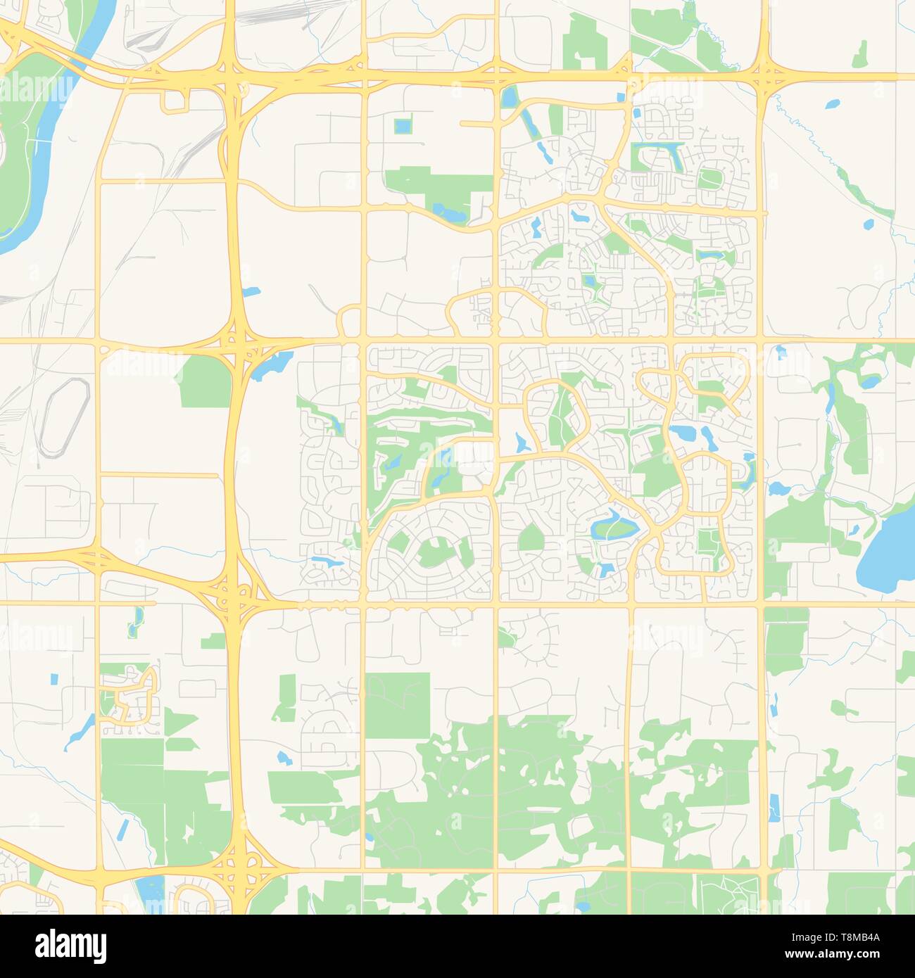 Empty vector map of Strathcona County, Alberta, Canada, printable road ...