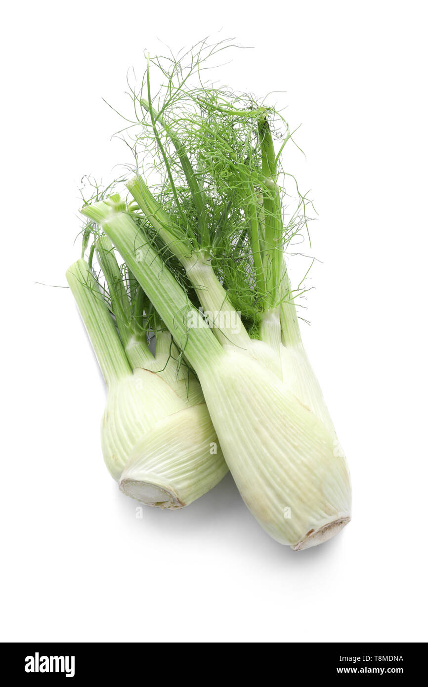 Fresh fennel bulbs on white background Stock Photo - Alamy