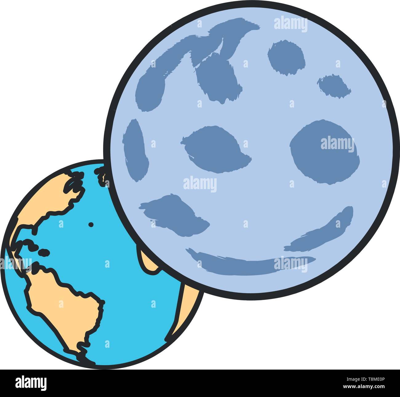 planet earth with moon isolated icon vector illustration design Stock ...