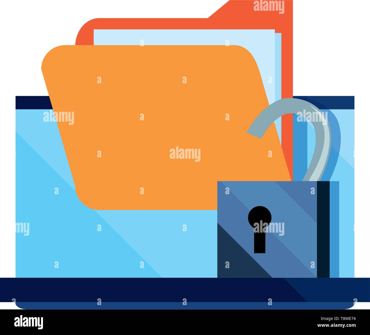 laptop folder safety cybersecurity data protection vector illustration ...