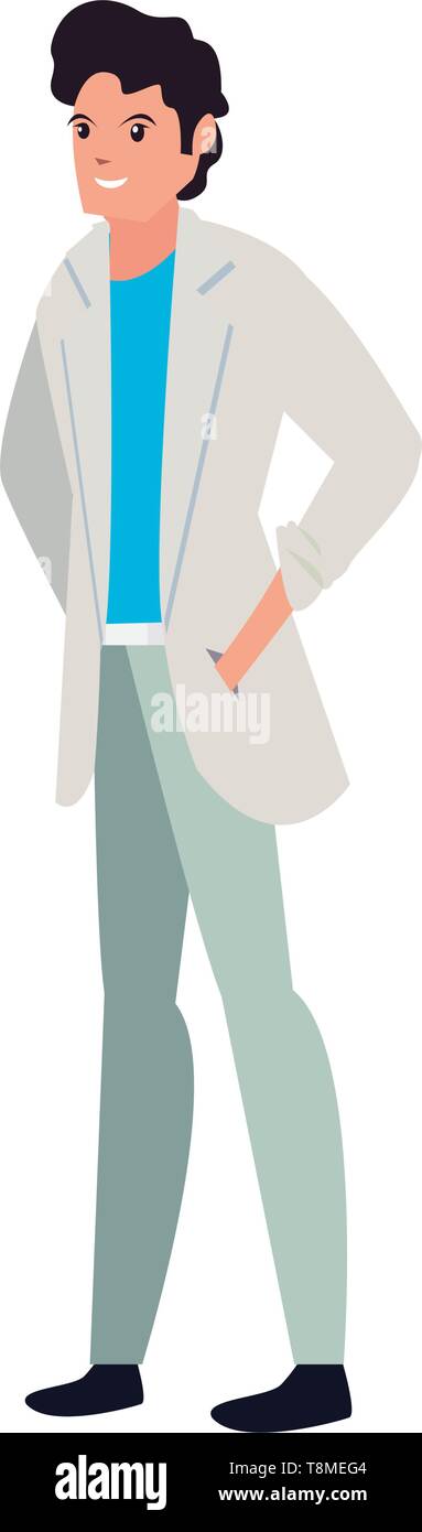 man character retro 80s style white background vector illustration ...
