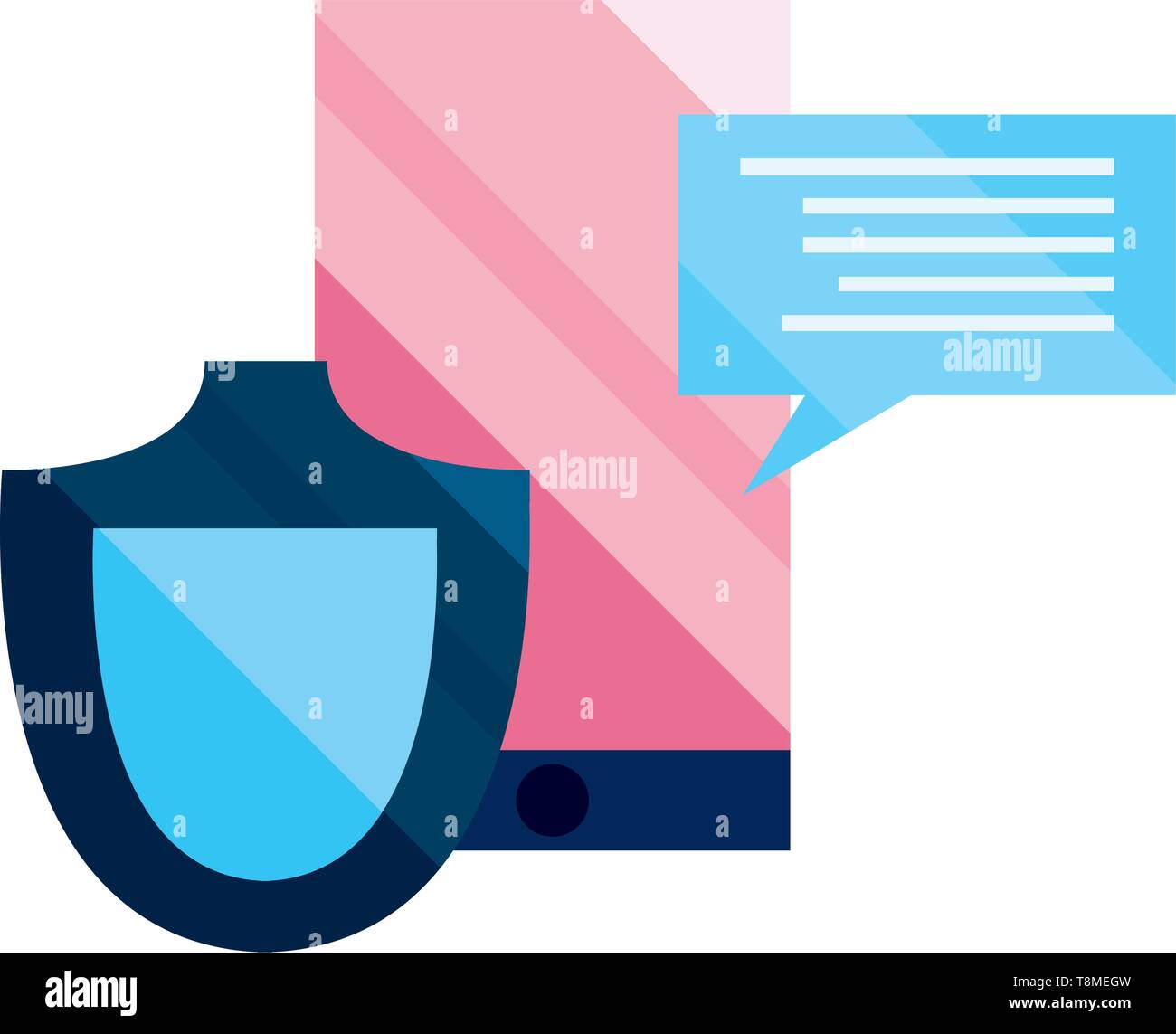 smartphone shield message cybersecurity data protection vector ...