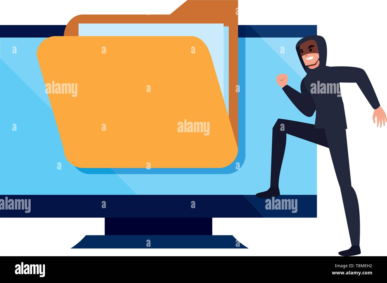Hacker Man Folder Cybersecurity Data Protection Vector Illustration Stock Vector Image And Art Alamy