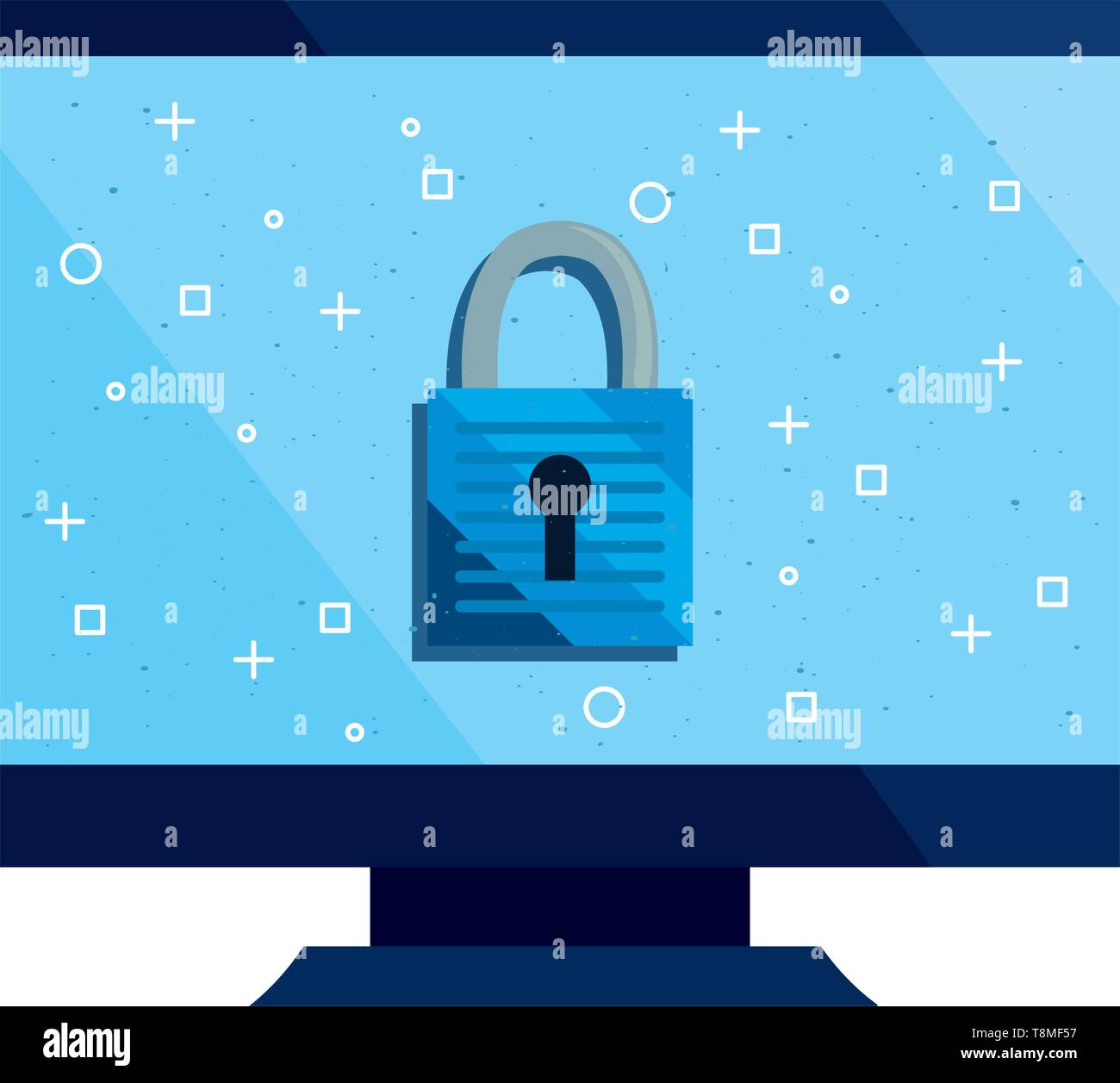 computer padlock cybersecurity data protection vector illustration ...