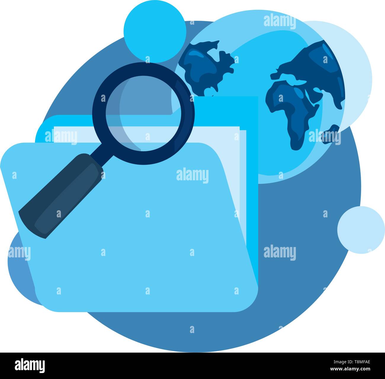 world folder magnifier cybersecurity data protection vector ...