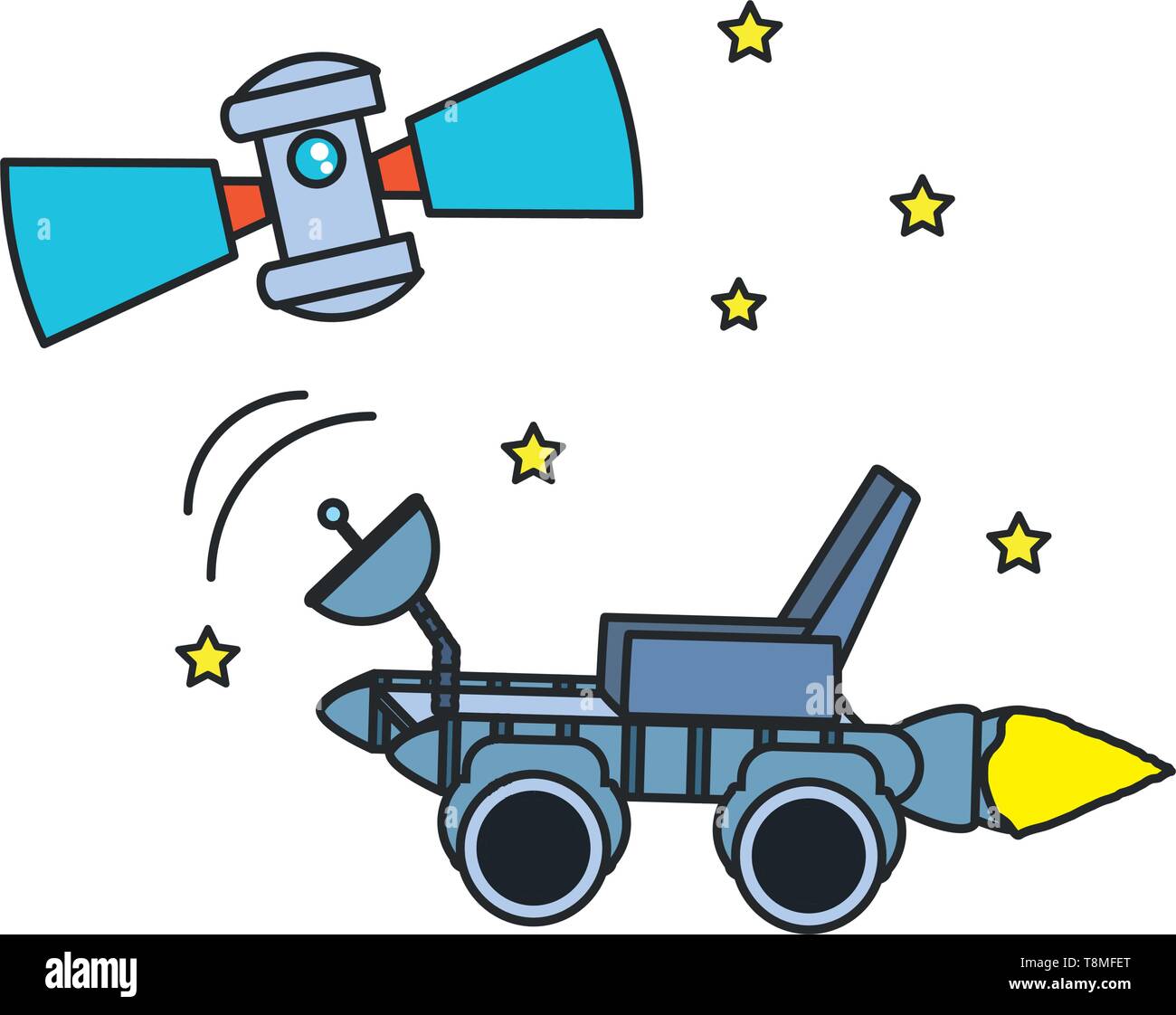 space explorer car with satellite and stars vector illustration design ...