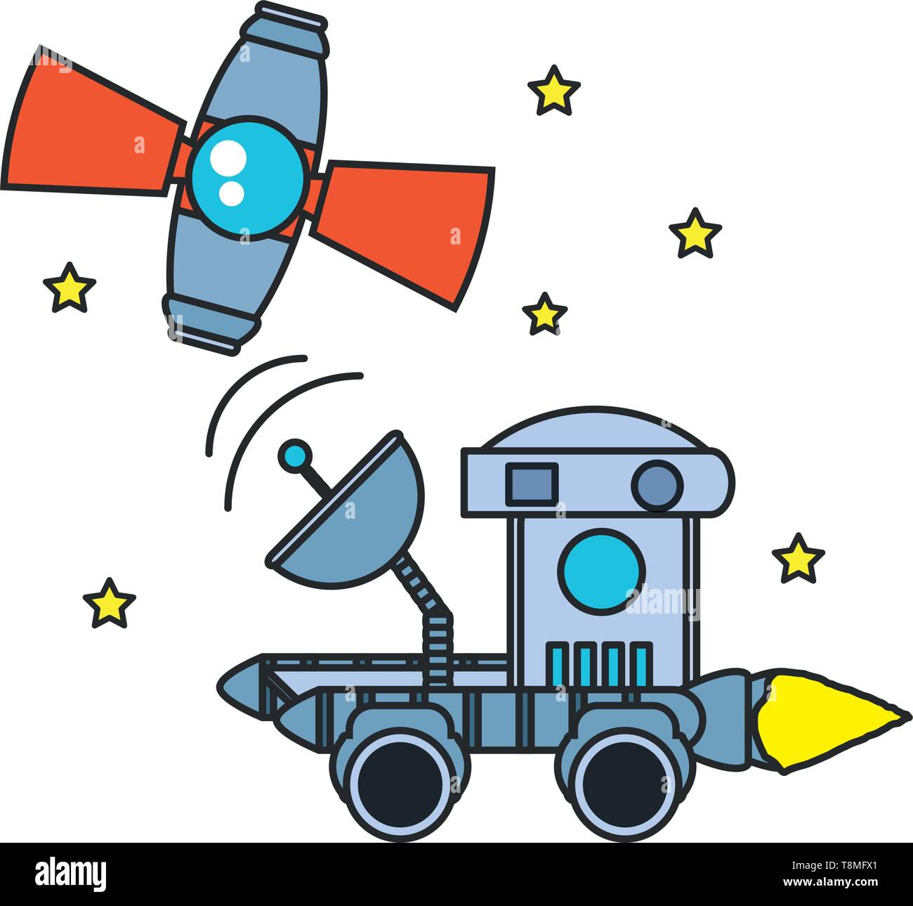 space explorer car with satellite and stars vector illustration design ...