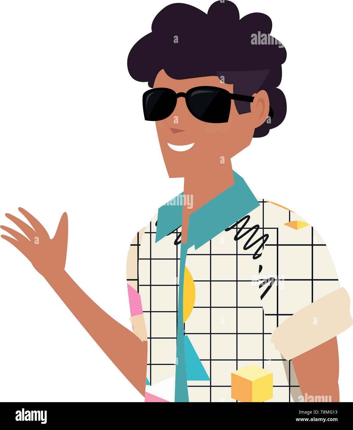 man character retro 80s style white background vector illustration ...