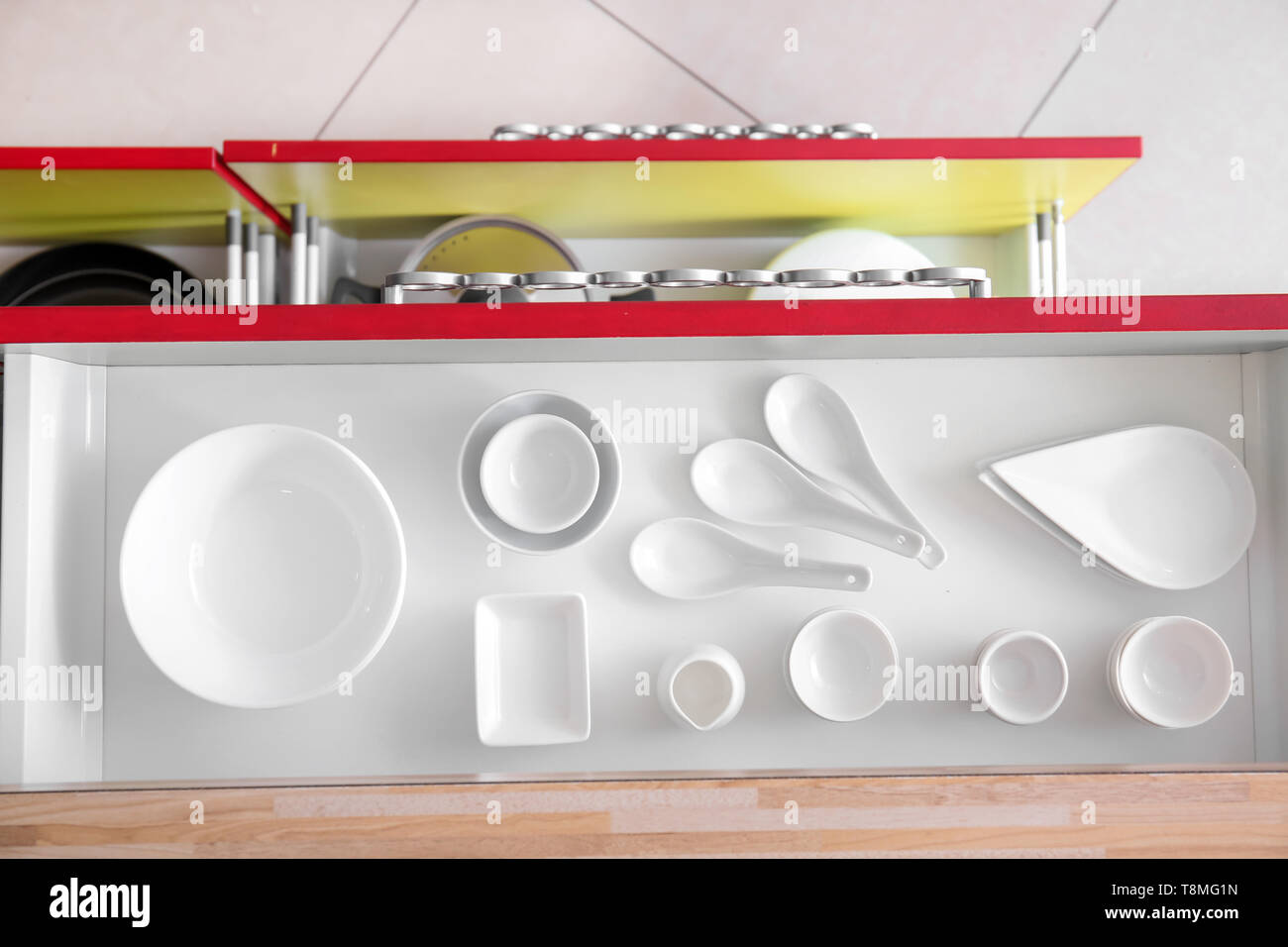 Top view organized kitchen drawers hi-res stock photography and images ...