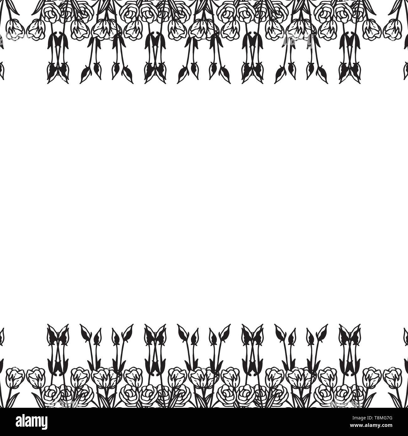 Vector illustration various flower frame with drawing design hand drawn ...