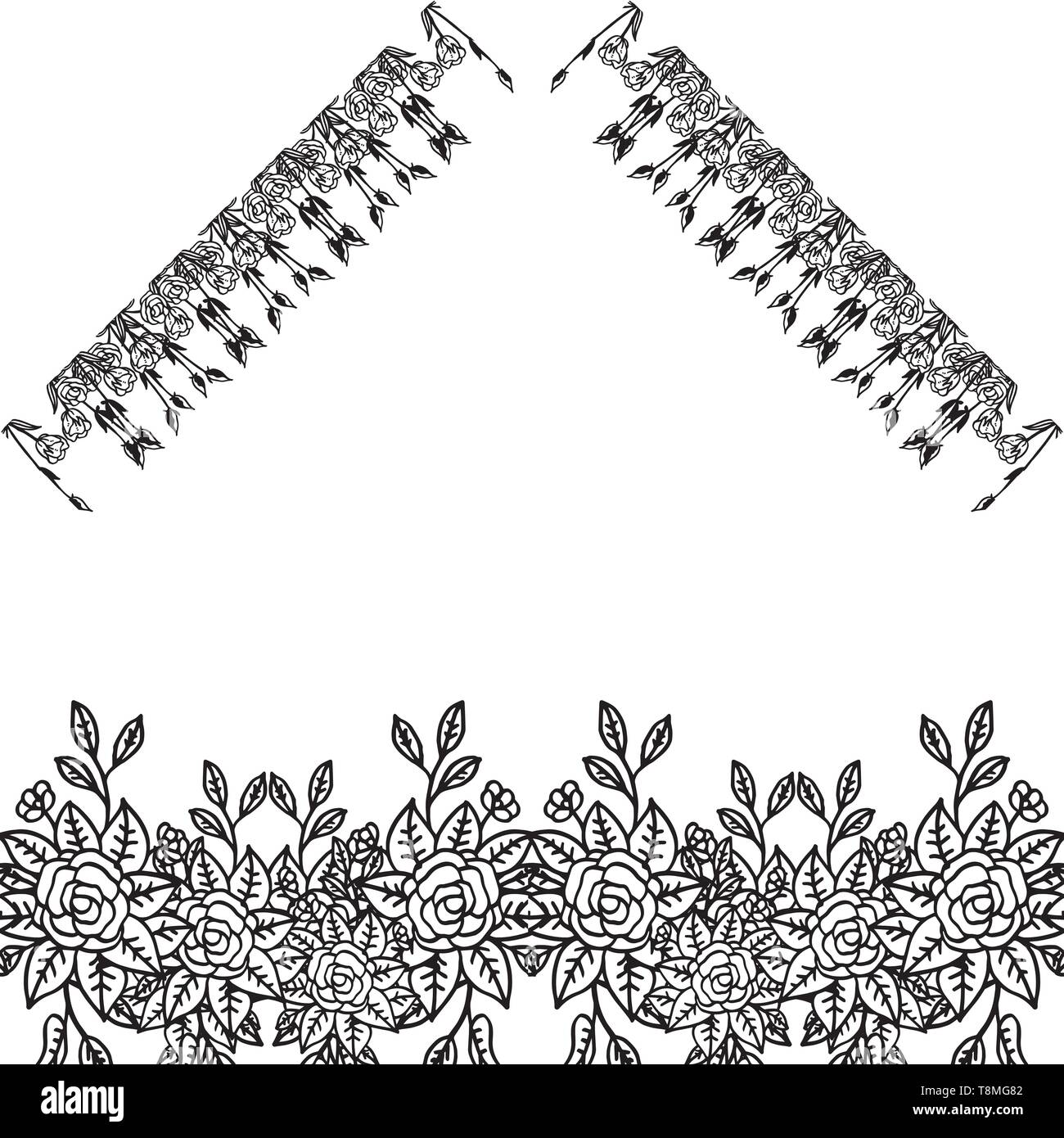 Vector illustration various flower frame with drawing design hand drawn ...