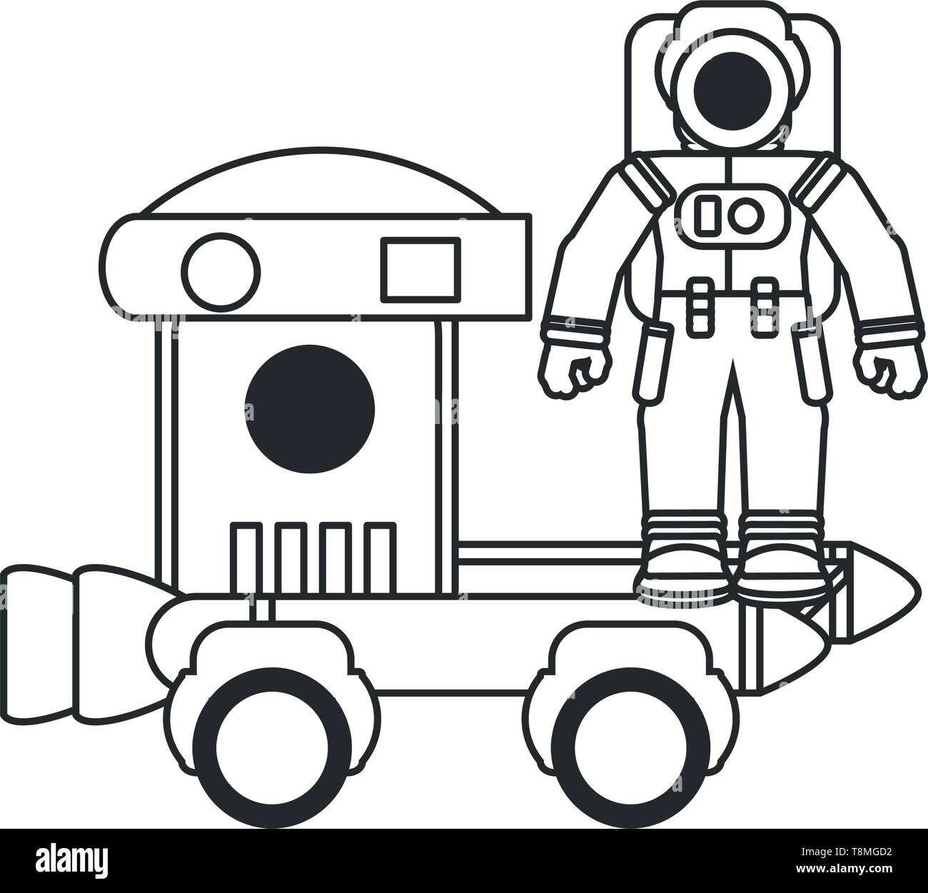 space explorer car with astronaut suit vector illustration design Stock ...